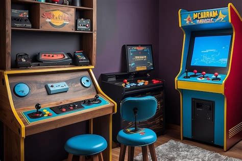 Premium Photo A Vintage Gamer Setup With Classic Arcade Machines And