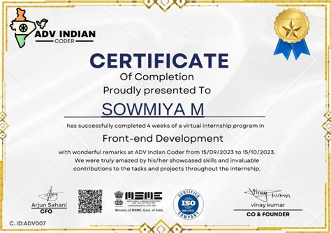 Sowmiya M On Linkedin Frontenddeveloper Internshipcompleted Avdindiancoders