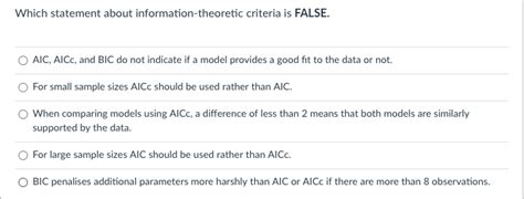 Solved Which Model Selection Criterion Is The Most