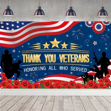 Veterans Day Backdrop Veterans Day Decorations 72 X 44 Thank You