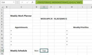 Excel Weekly Planner Template Create Custom Use Built In