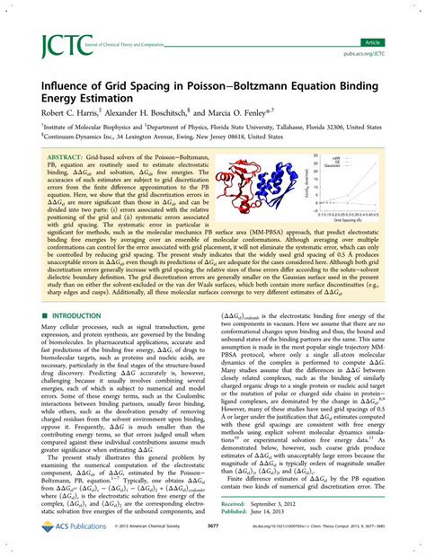 Pdf Influence Of Grid Spacing In Poissonboltzmann Equation Binding