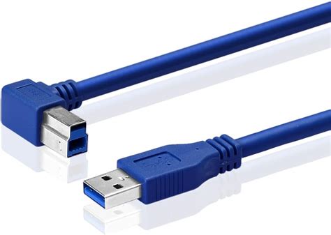 Sienoc Câble USB 3 0 USB A vers USB B USB 3 0 type A mâle vers B mâle Coudé à 90 Câble de 60 cm