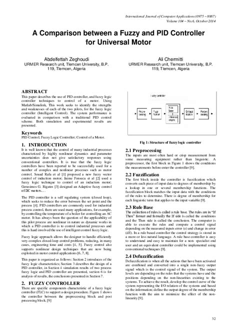 Pdf A Comparison Between A Fuzzy And Pid Controller For Universal