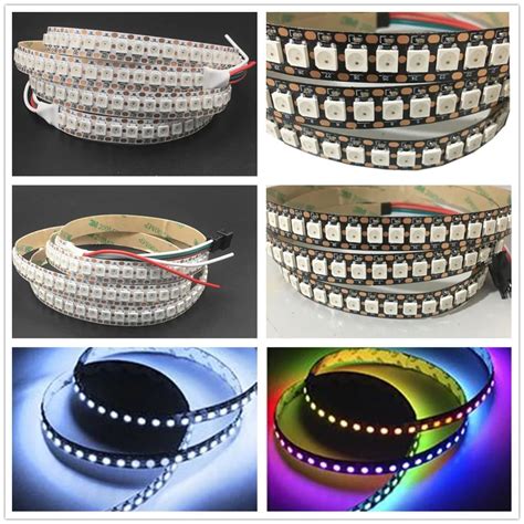 WS2812 IC 0 5m 1m WS2812B Smart Led Pixel Strip Black White PCB 144 Pixels M IP30 IP65 IP67 DC5V