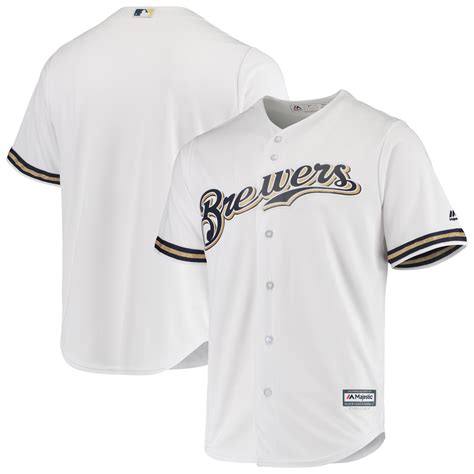Milwaukee Brewers Majestic Team Official Jersey White Mlb Bluefink