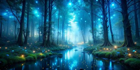 Bioluminescence Infused Forest Scene At Night Ai Generated Content
