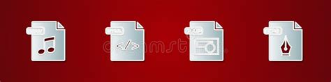Set Wav File Document Html Bmp And Eps Icon Vector Stock Vector