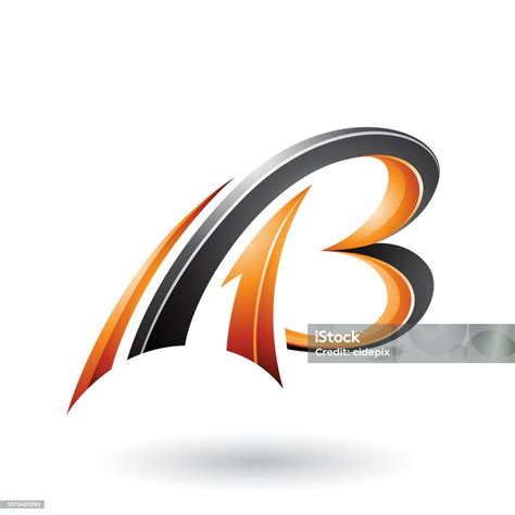 오렌지와 블랙 동적 3 차원 편지 A와 B를 도착 하는 벡터 일러스트 레이 션 로고에 대한 스톡 벡터 아트 및 기타 이미지 로고 알파벳 B 꼬리 Istock