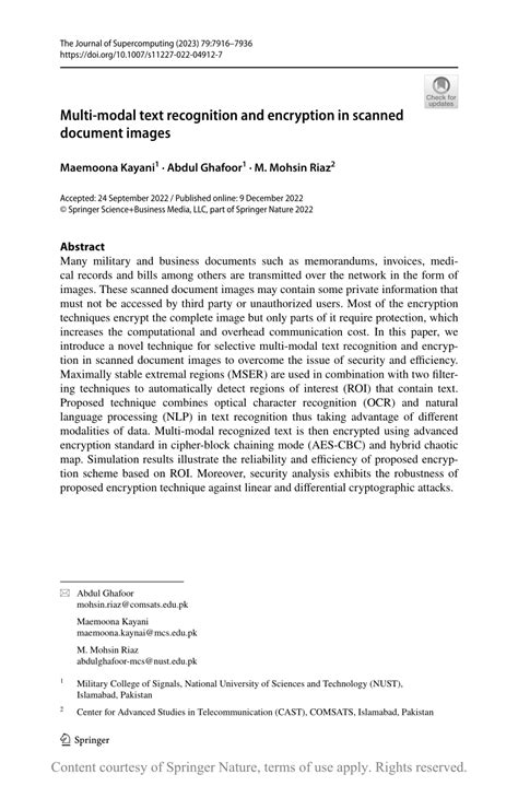 Multi Modal Text Recognition And Encryption In Scanned Document Images Request Pdf