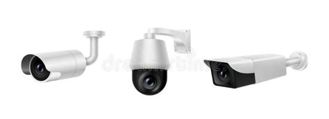 Video Surveillance Security Cameras Set Realistic Control Recording And Inspection Electronic