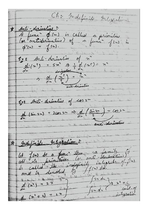 Solution Indefinite Integration Handwritten Notes Class 12 Handwritten