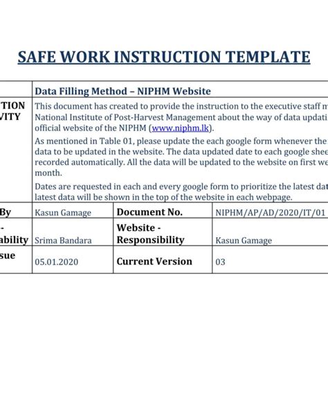 Technical Work Instruction Template