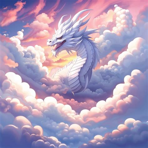 Cloud Dragon Made Of White Fluffy Clouds Sky Skyline Sunset Ai