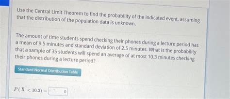 Solved Use The Central Limit Theorem To Find The Probability Chegg