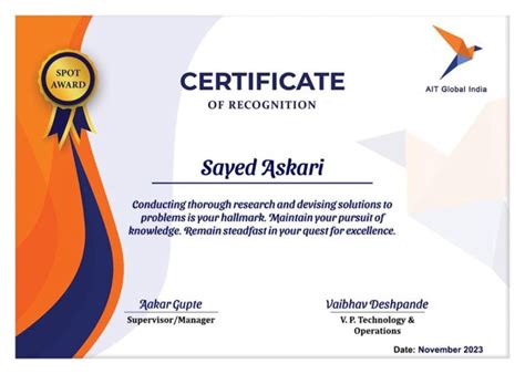 Spotaward Recognition Gratitude Mohammed Askari Sayed