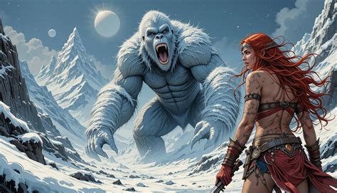 Snow Ape Stalks Red Sonja By Johnnyred777 On Deviantart