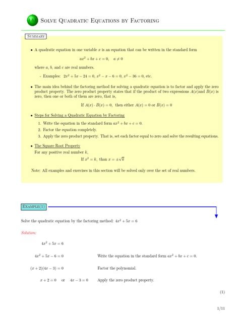1 3 Quadratic Equations Pdf Quadratic Equation Factorization