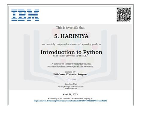 Hariniya S On Linkedin Python Ibmcourse