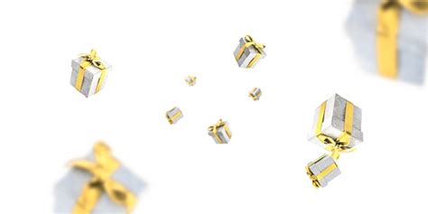 선물 리본 상자입니다 황금 리본과 떨어지는 선물 서프라이즈 상자와 크리스마스 배경입니다 생일 기념일 선물 기프트 카드 엽서에 사용 2020년에 대한 스톡 사진 및 기타