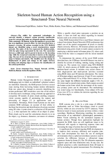 Pdf Skeleton Based Human Action Recognition Using A Structured Tree Neural Network