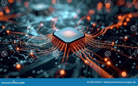 Neuronal Network Concept With Chip And Circuits Generative Ai Stock Illustration Illustration