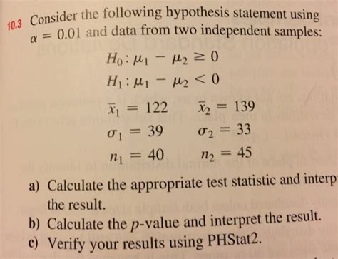 Solved Consider The Following Hypothesis Statement Using