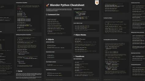 Blender Python Cheatsheet A Handy Reference For The Blender Api