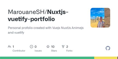 github marouanesh nuxtjs vuetify portfolio personal profolio created