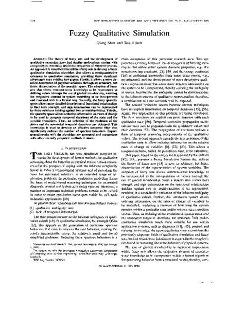Pdf Fuzzy Qualitative Simulation