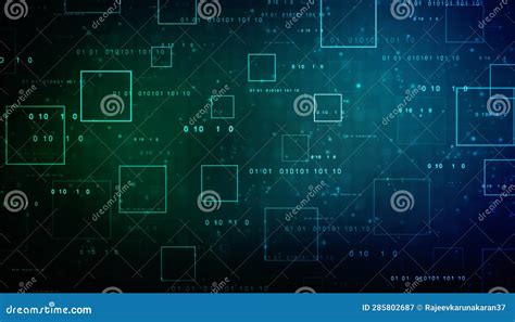Flowing Number One And Zero Text In Binary Code Format In Technology Background Stock Image