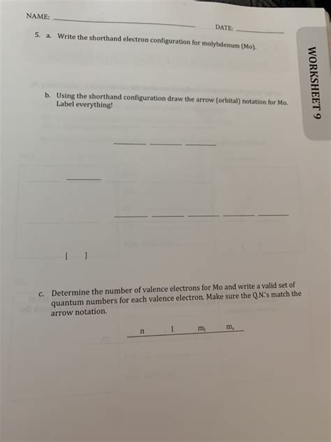 Solved Name Date 5 A Write The Shorthand Electron