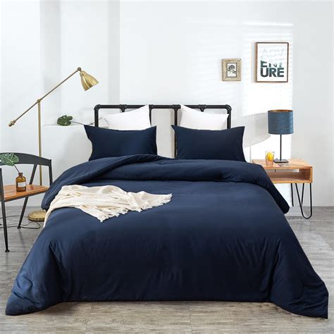 Wellboo Navy Blue Comforter Sets California King Women Men