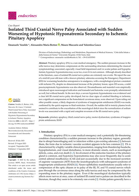 Pdf Isolated Third Cranial Nerve Palsy Associated With Sudden Worsening Of Hypotonic