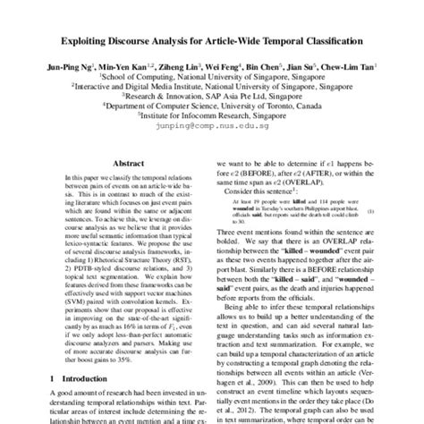 Exploiting Discourse Analysis For Article Wide Temporal Classification Acl Anthology