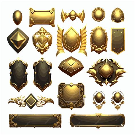Premium Vector Gold Game Ui Frames Medieval Menu Elements Buttons Or