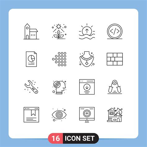 Pack Of 16 Modern Outlines Signs And Symbols For Web Print Media Such