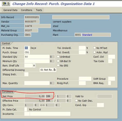 Solved Error During Creation Of Info Record Sap Community
