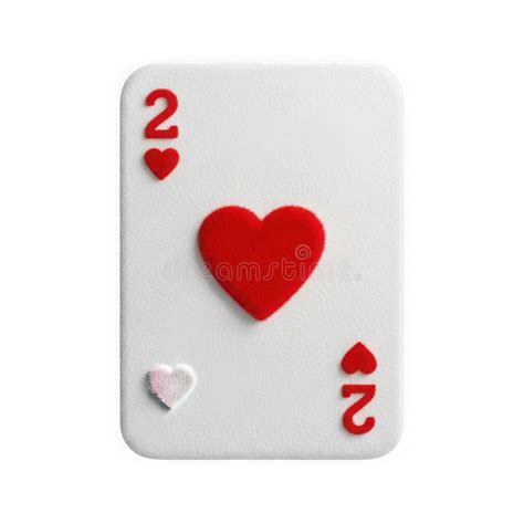 A Close Up View Of A Playing Card Featuring The Two Of Hearts Stock