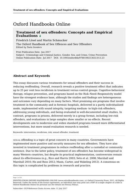 Pdf Treatment Of Sex Offenders Concepts And Empirical Evaluations