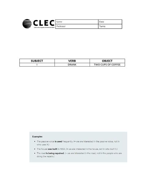 The Passive Voice Pdf Verb Syntax
