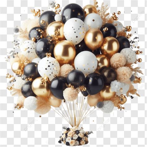 황금색과 검은 색 풍선 파티 풍선 장식 Png 일러스트 및 이미지 에 대한 무료 다운로드 Pngtree
