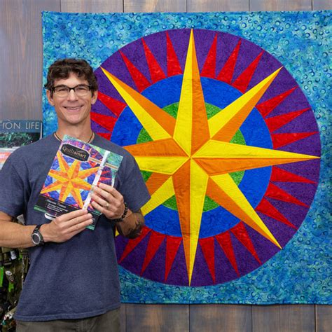 Mariners Compass Quilt Man Sewing