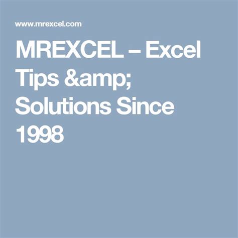 Mrexcel Excel Tips And Solutions Since 1998 Continuing Education