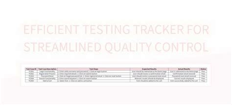 Efficient Testing Tracker For Streamlined Quality Control Excel