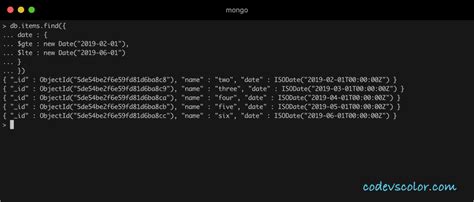 Mongodb Find Documents Within Two Dates Codevscolor