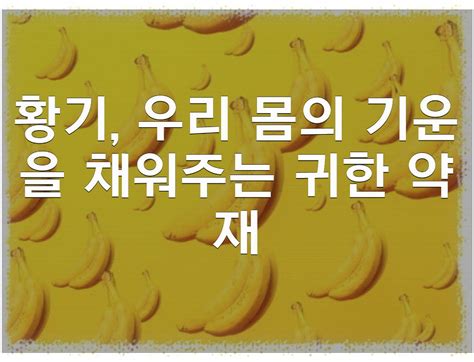 황기 우리 몸의 기운을 채워주는 귀한 약재 Mbti Lab