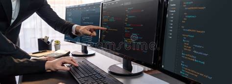 Programmer And Software Engineer Working In Tech Develop Company Trailblazing Stock Image