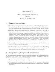 CS412 HW4 1 Pdf Assignment 4 CS 412 Introduction To Data Mining Fall 2019 Handed In Dec