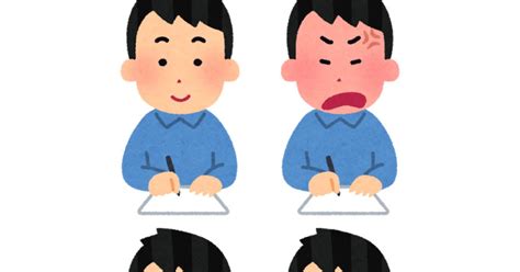 いろいろな表情の紙に何かを書く人のイラスト（男性） かわいいフリー素材集 いらすとや